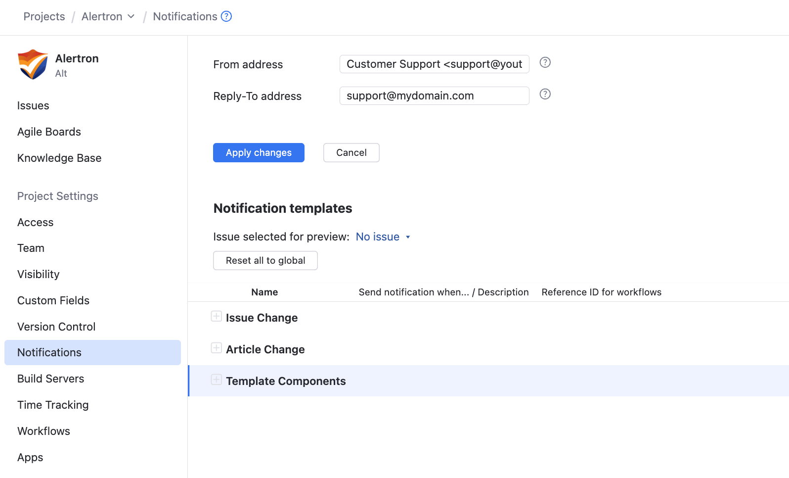 Manage Project Notification Settings | YouTrack Server Documentation
