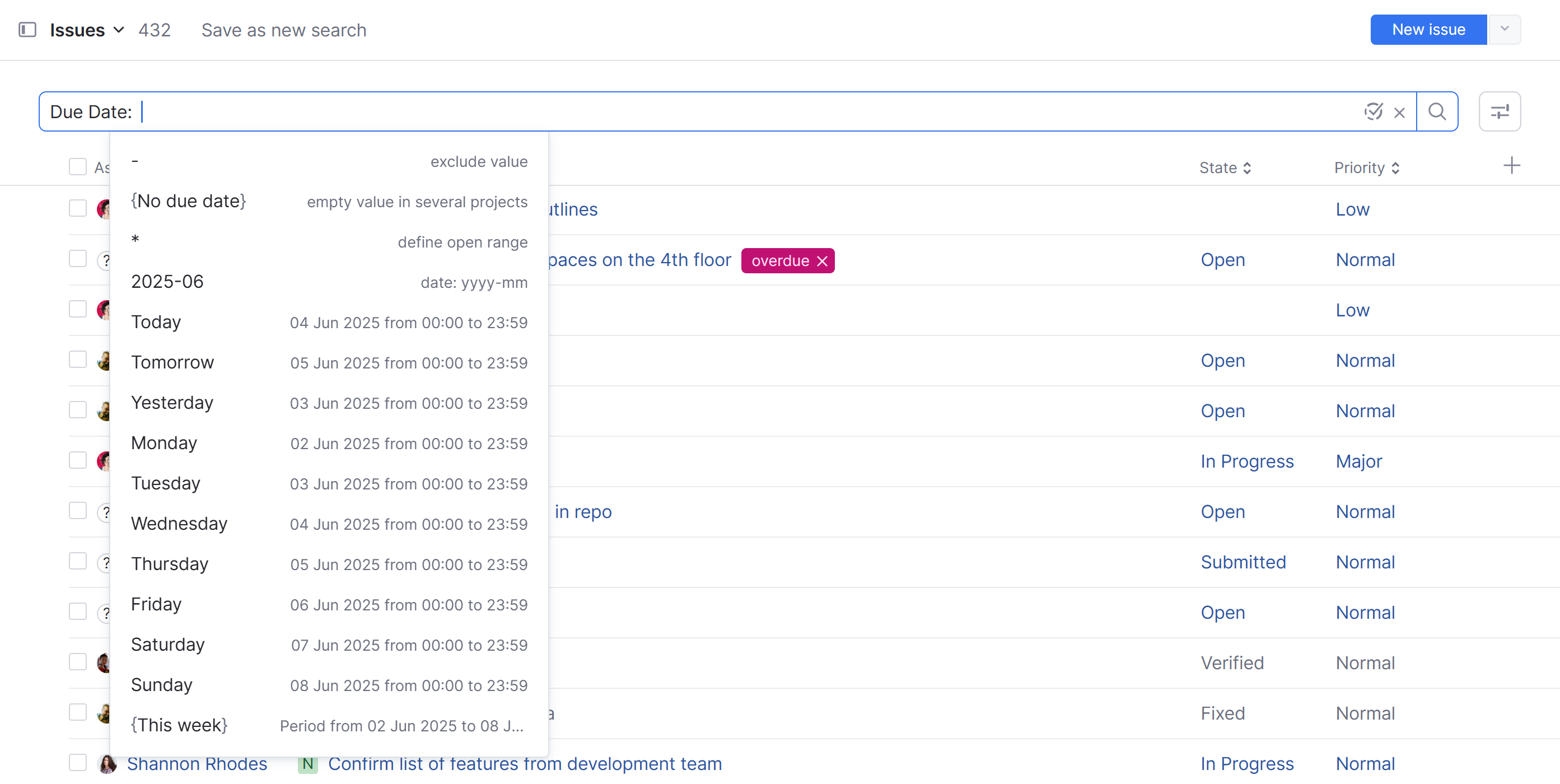 Search Query Reference | YouTrack Cloud Documentation