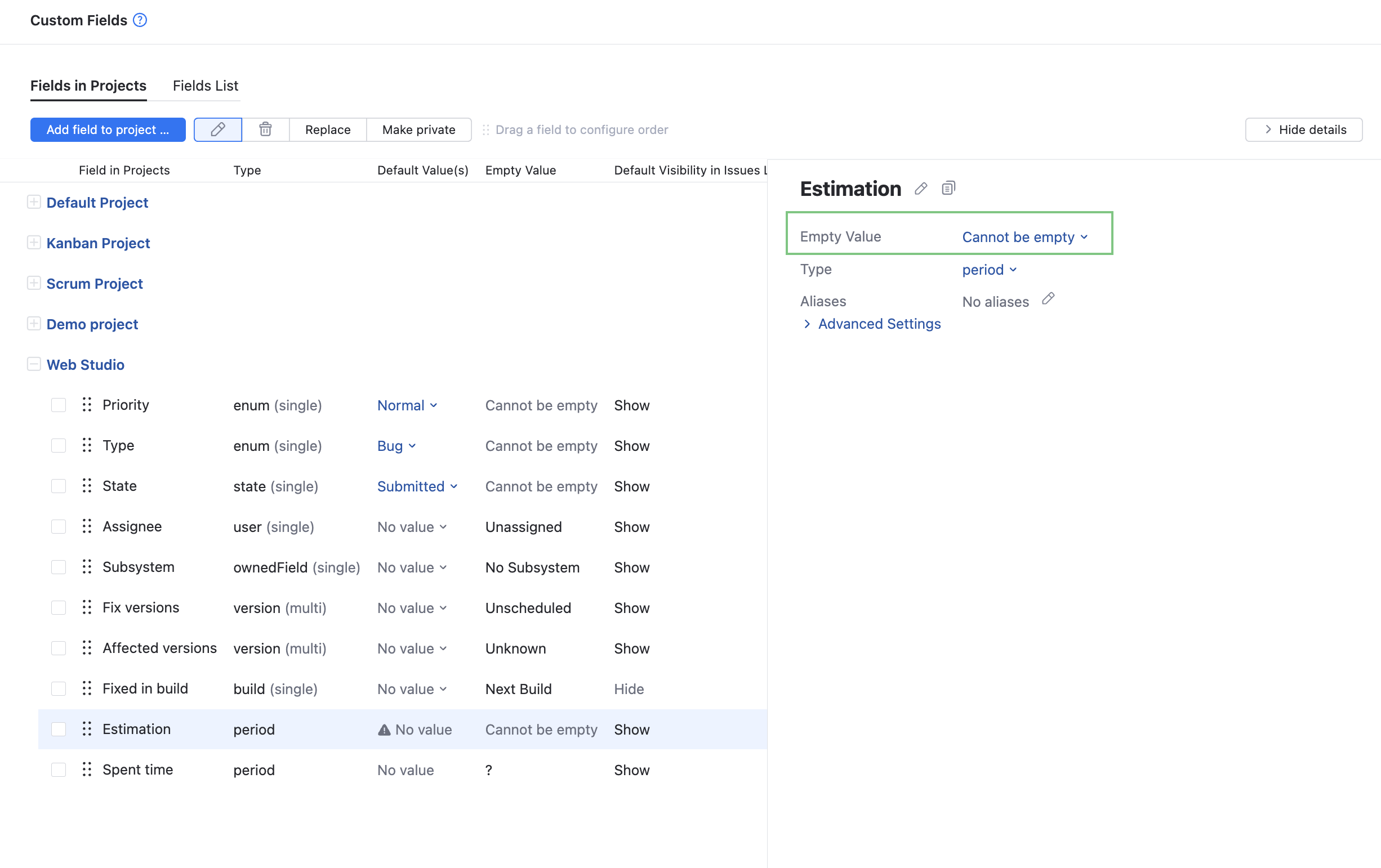 Required Custom Fields | YouTrack Server Documentation