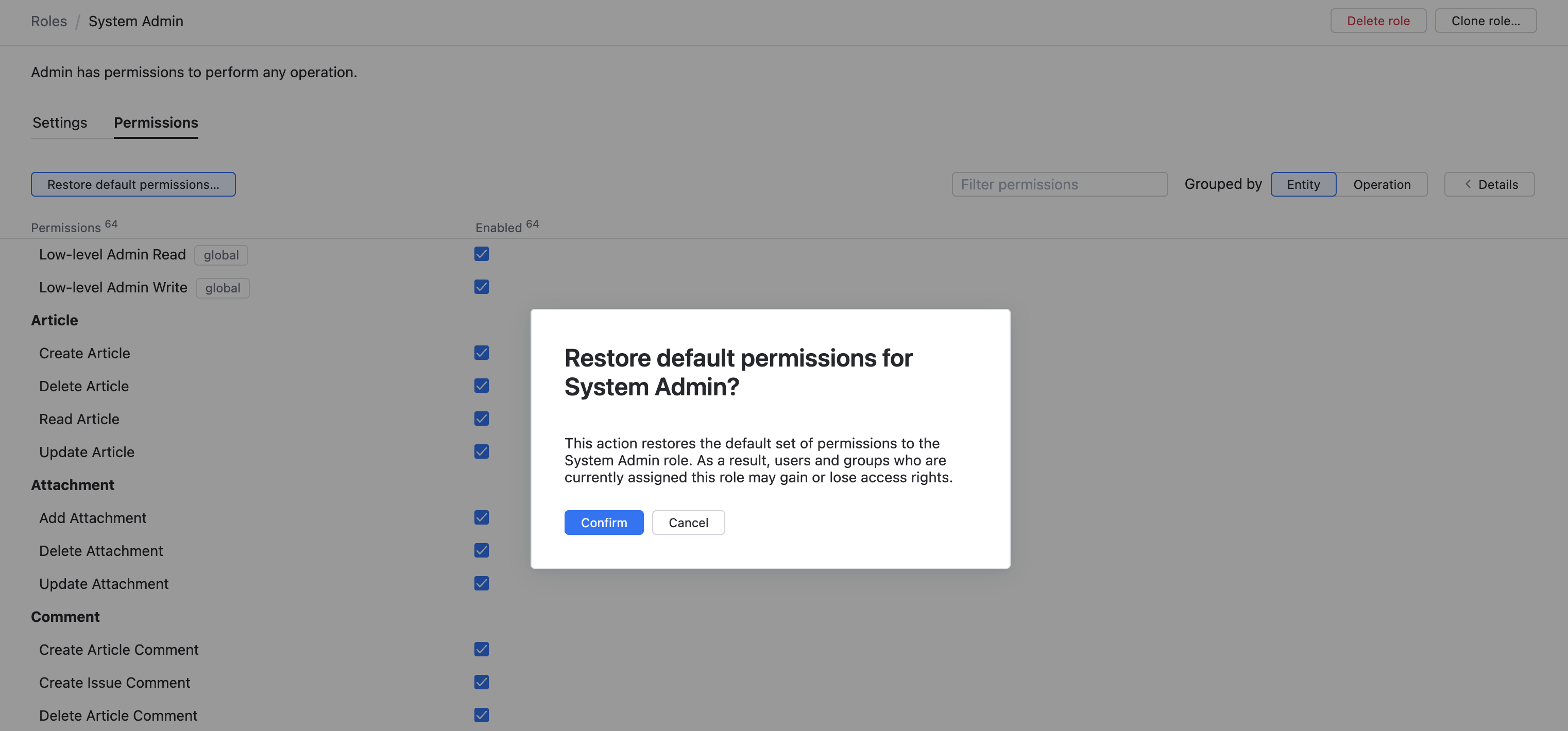 Restore Default Permissions for Roles | YouTrack Server Documentation